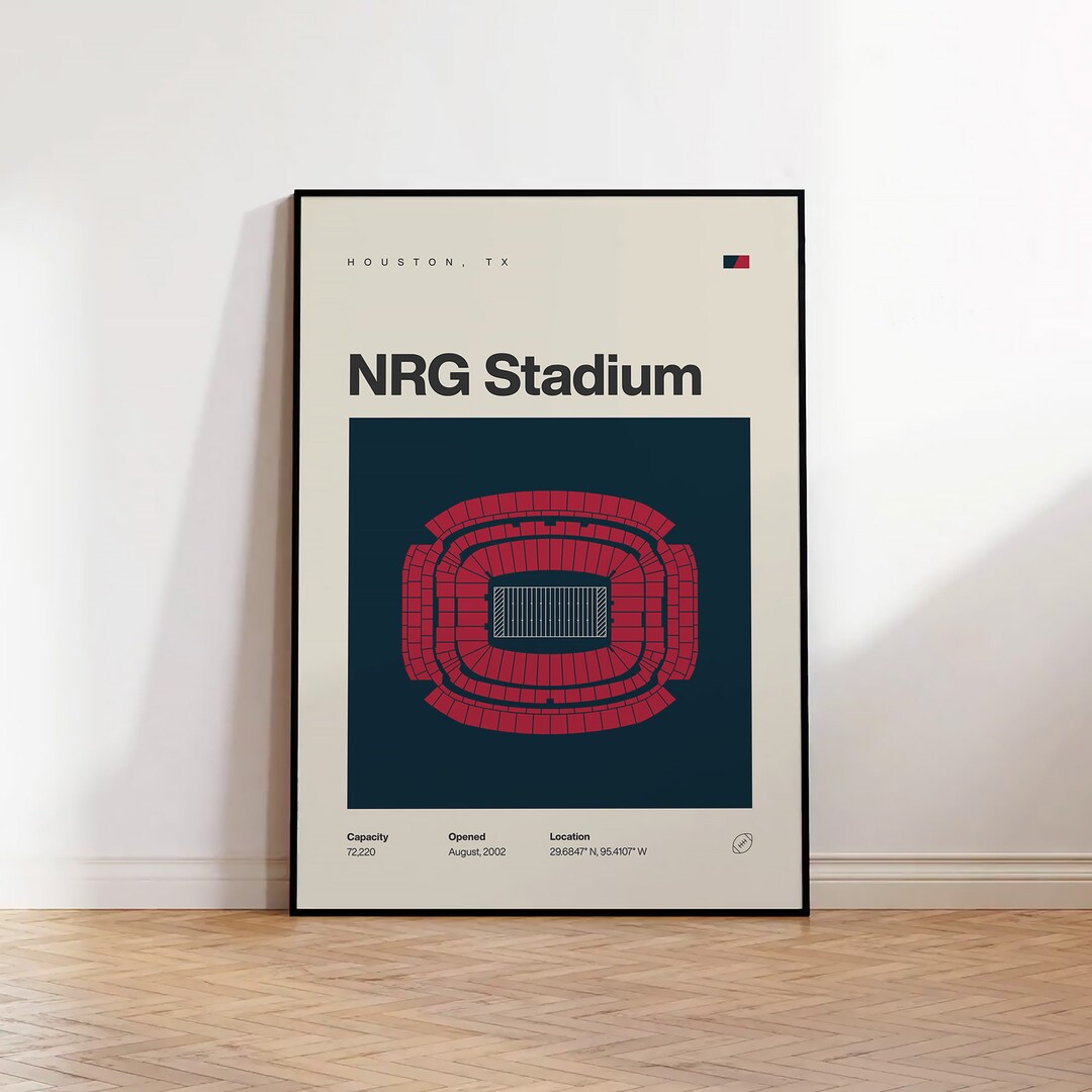 Houston Texans Poster, NRG Stadium Print, Mid Century Modern Football ...