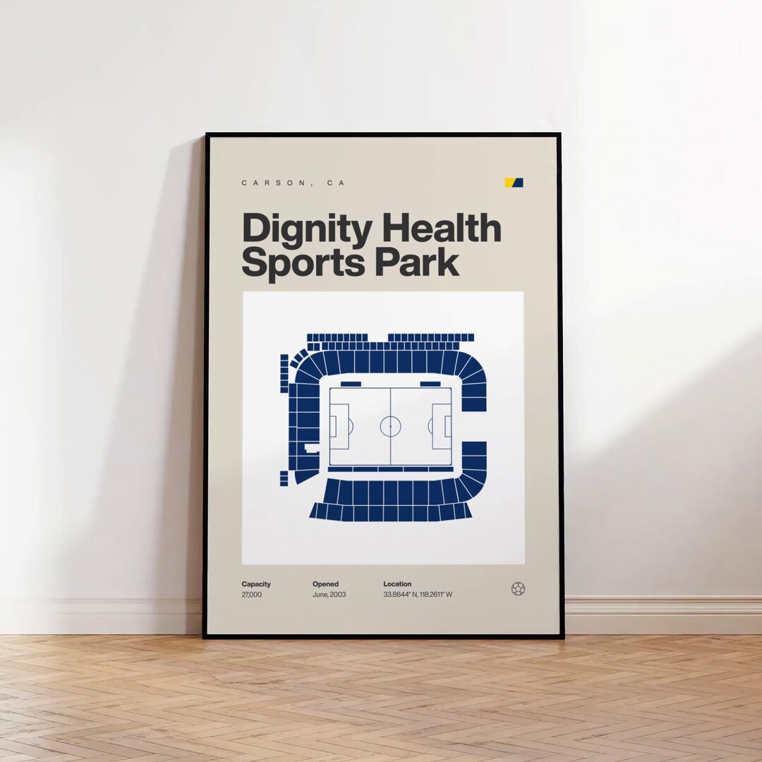 LA Galaxy Poster, LA Dignity Health Sports Park Print, Mid Century ...