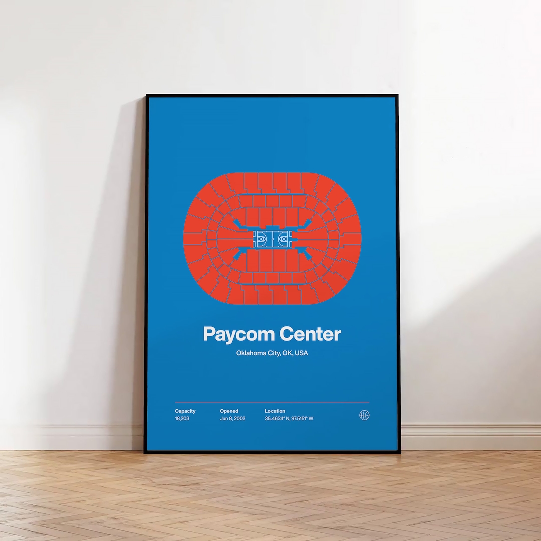 Oklahoma City Thunder Poster, OKC Paycom Center Print, NBA Wall Art ...