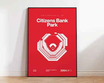 Philadelphia Phillies Poster, Citizens Bank Park Print, Mid Century ...
