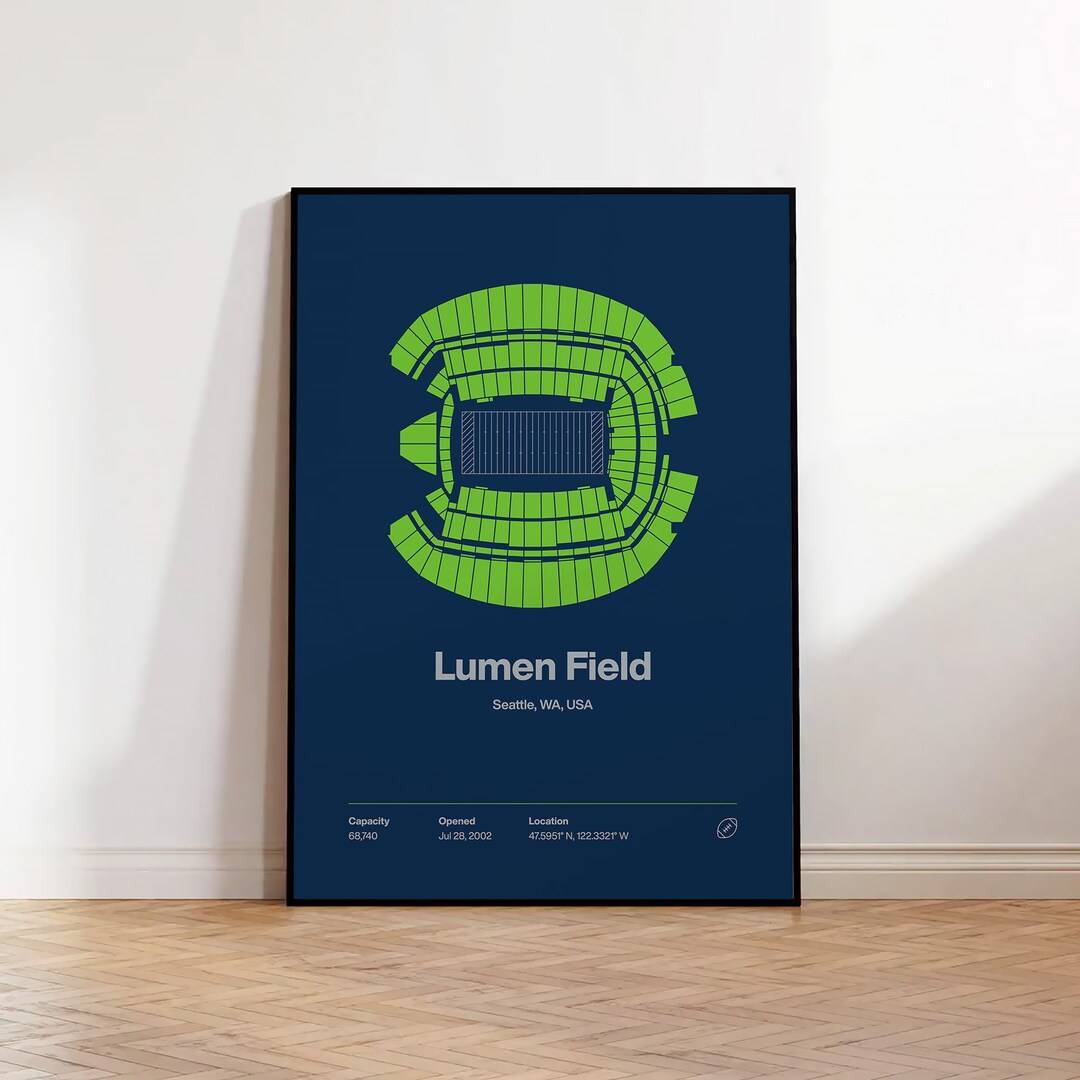 Seattle Seahawks Poster, Lumen Field Print, NFL Poster, Mid Century ...