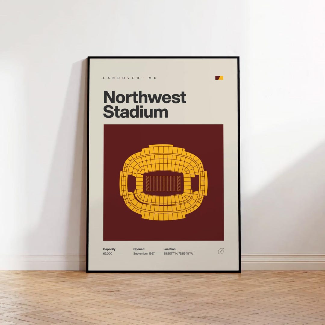Washington Commanders Poster, Northwest Stadium Print, Mid Century ...