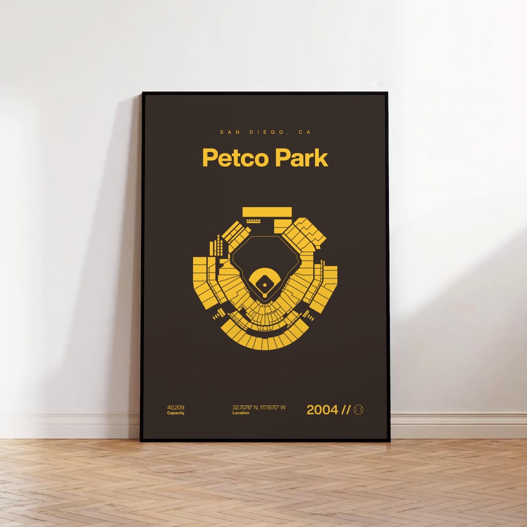 San Diego Padres Poster, Petco Park Baseball Stadium Print, Mid Century ...