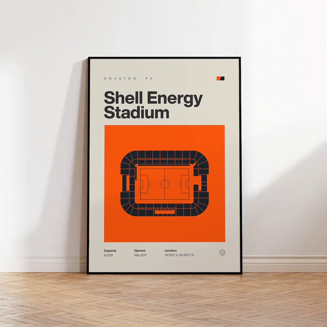 Houston Dynamo Poster, Shell Energy Stadium Print, Mid Century Modern ...
