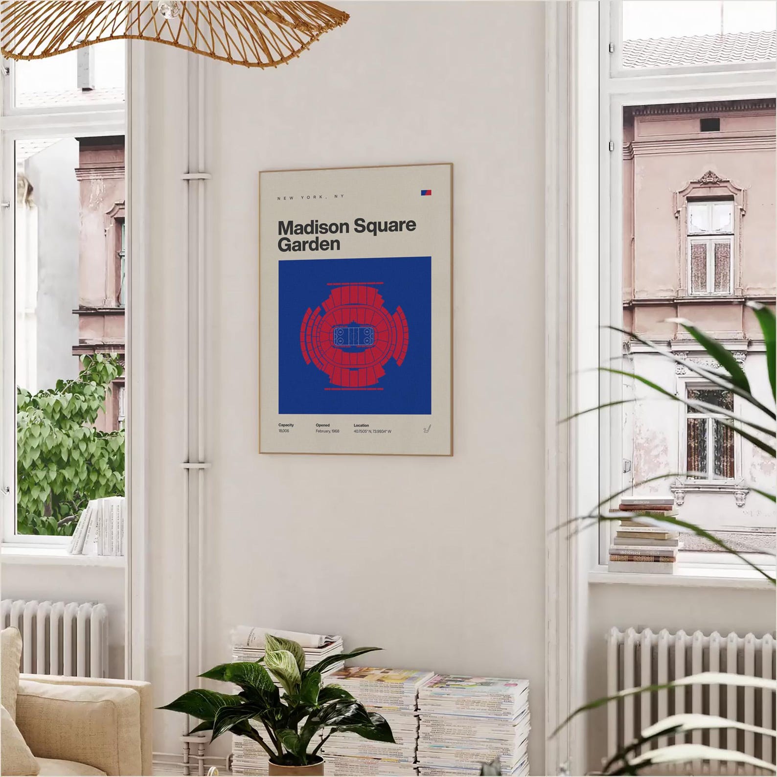 New York Rangers Poster, Madison Square Garden Print, Mid Century ...
