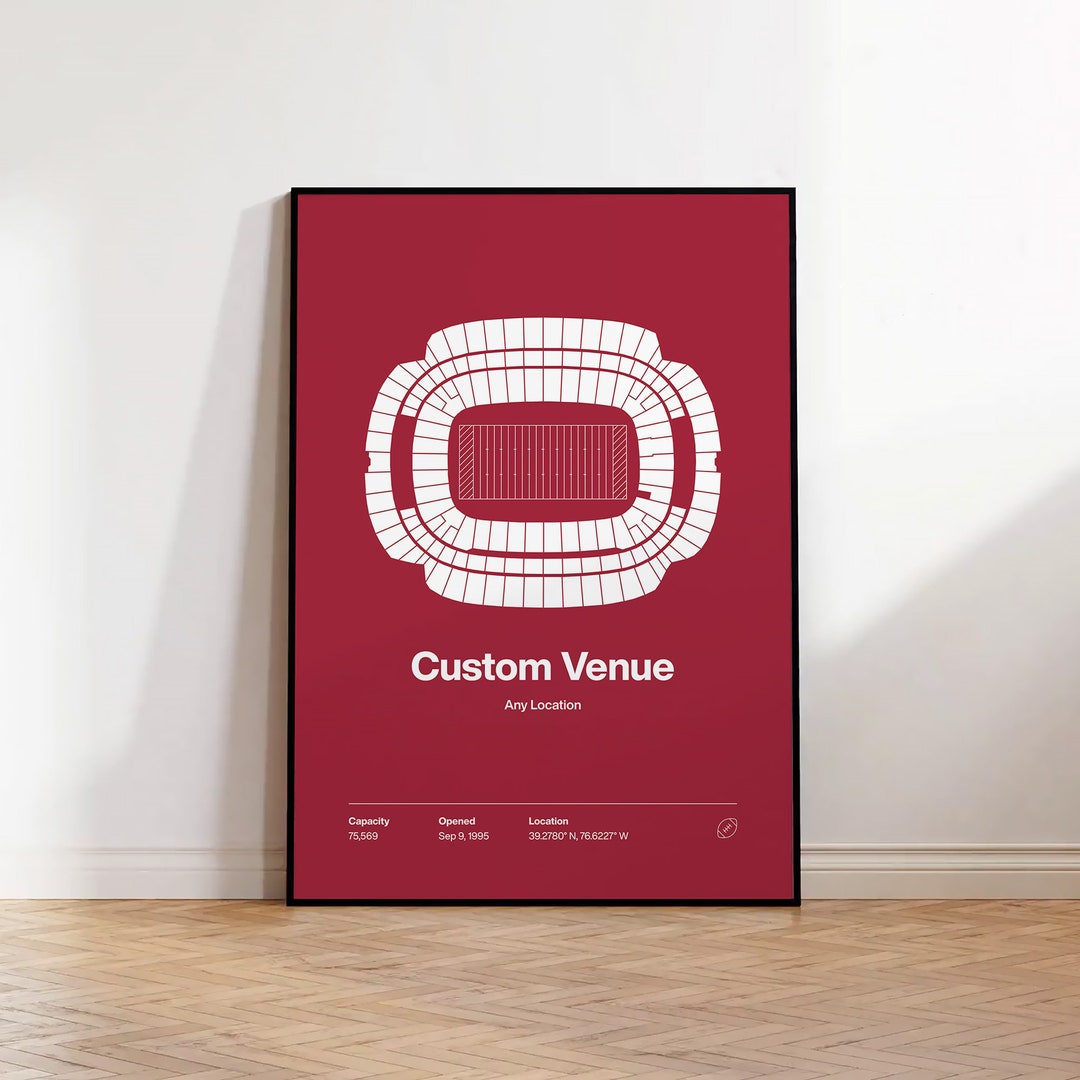 Custom Sports Venue Poster, Any Team or College Stadium Print, Mid ...
