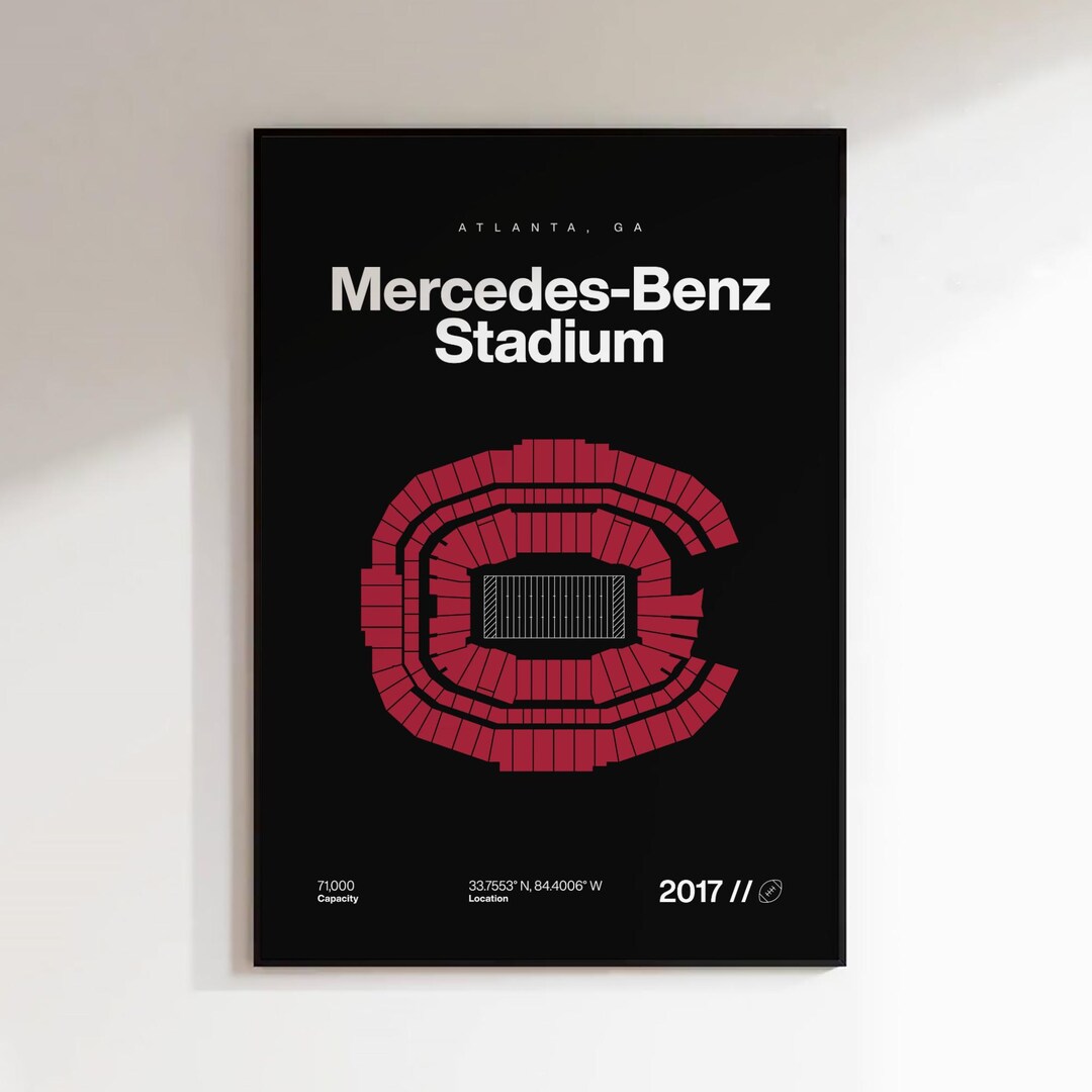 Atlanta Falcons Poster, Mercedes-benz Stadium Print, Mid Century Modern ...