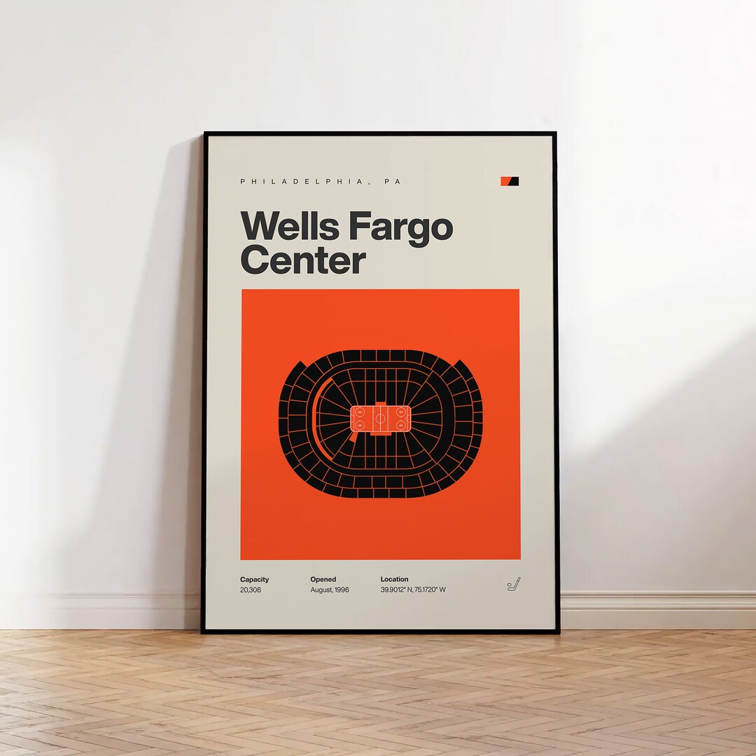 Philadelphia Flyers Poster, Wells Fargo Center Druck, Mid Century ...
