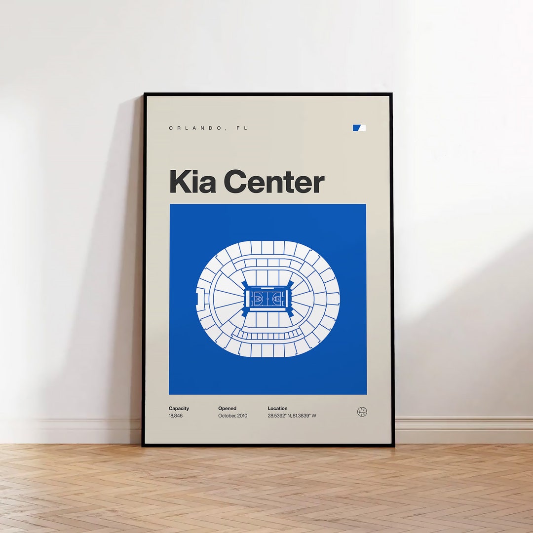 Orlando Magic Poster, Kia Center Stadium Print, Mid Century Modern ...