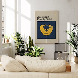 Milwaukee Brewers Poster, American Family Field Print, Mid Century ...