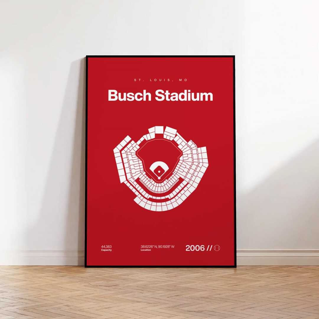 St. Louis Cardinals Poster, Busch Stadium Print, Mid Century Modern ...