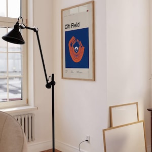NY Mets Poster, New York Citi Field Stadium Print, Mid Century Modern ...