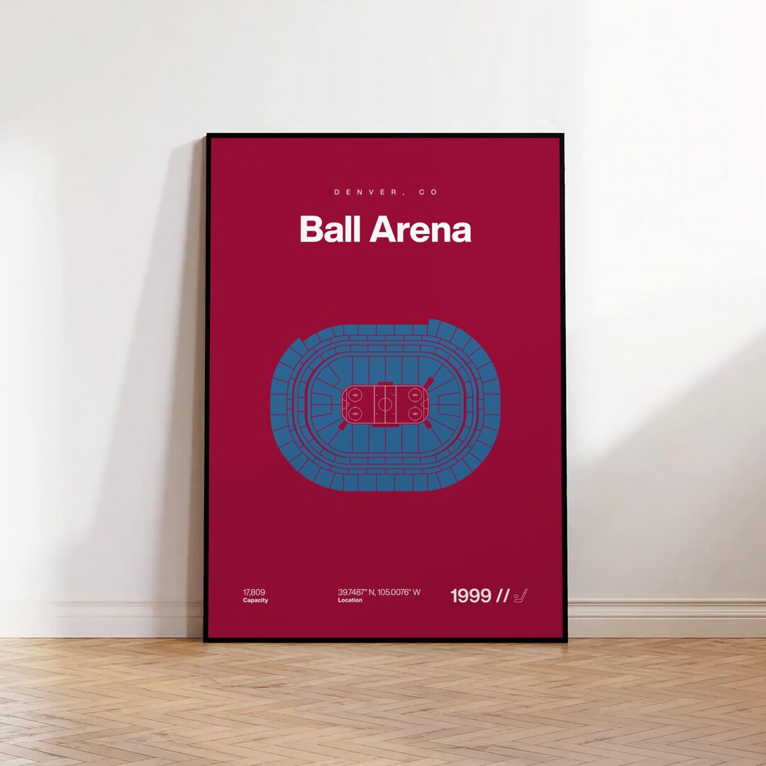 Colorado Avalanche Poster, Ball Arena Stadium Print, Mid Century Modern ...