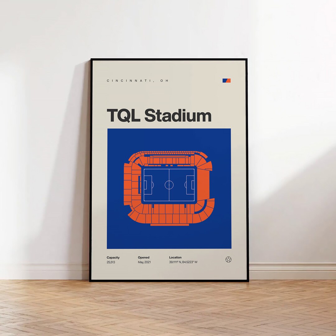 FC Cincinnati Poster, TQL Stadium Print, Mid Century Modern Soccer ...