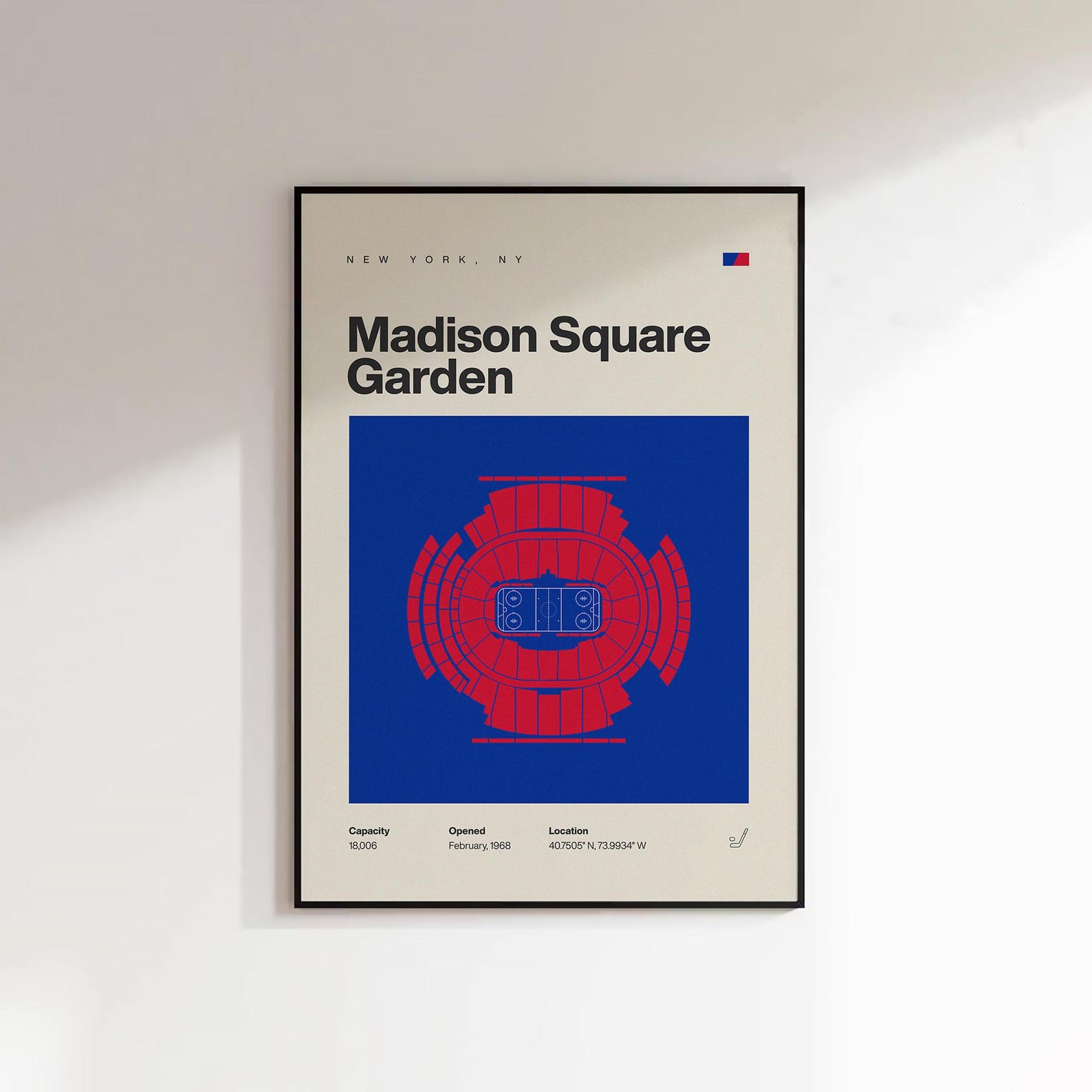 New York Rangers Poster, Madison Square Garden Print, Mid Century ...