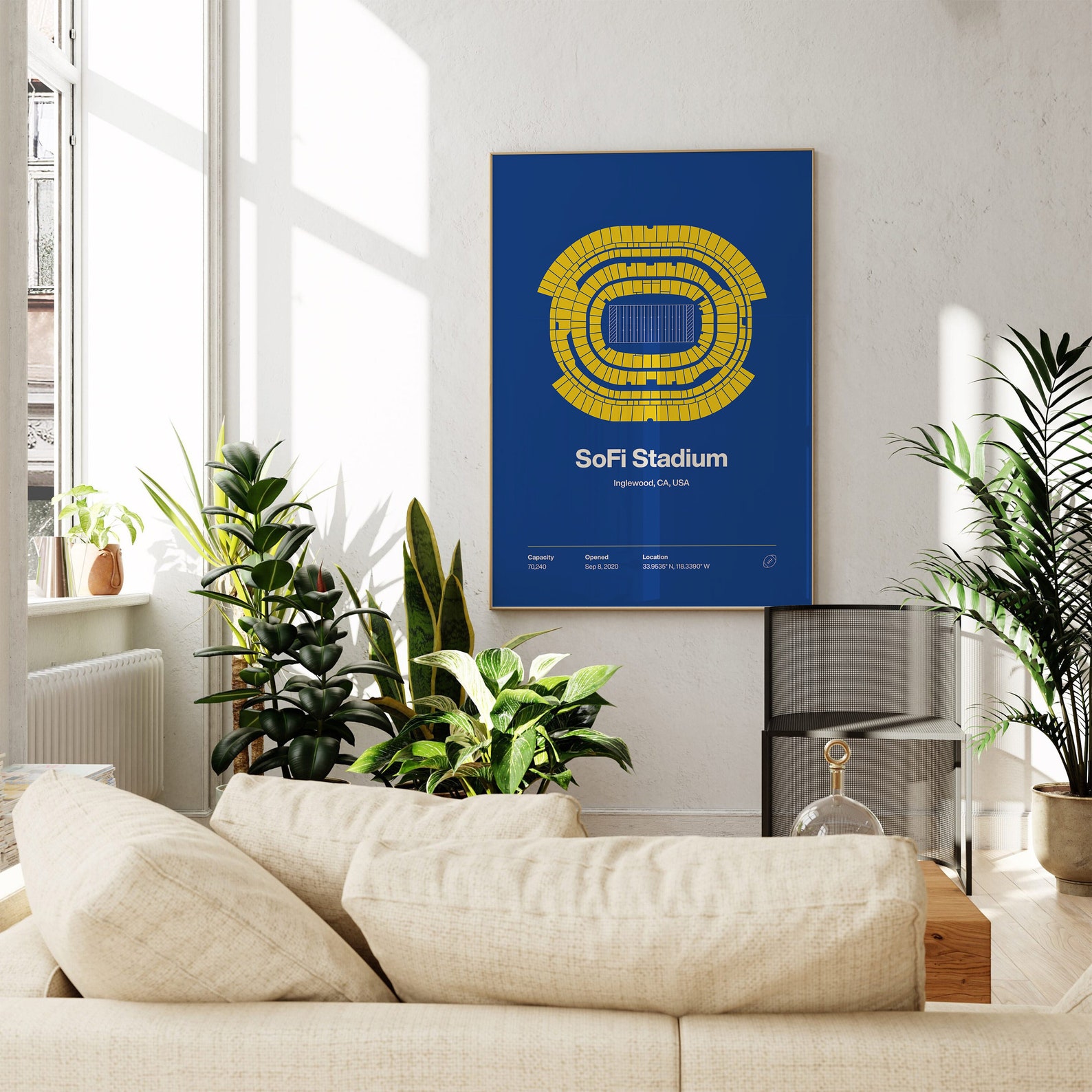LA Rams Poster, Los Angeles Sofi Stadium Print, Minimalist Football ...