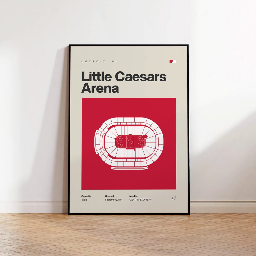 Detroit Red Wings Poster, Little Caesars Arena Print, Mid Century ...