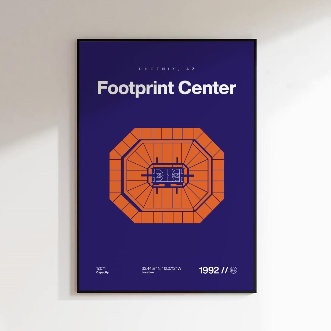 Phoenix Suns Poster, Footprint Center Stadium Print, Mid Century Modern ...