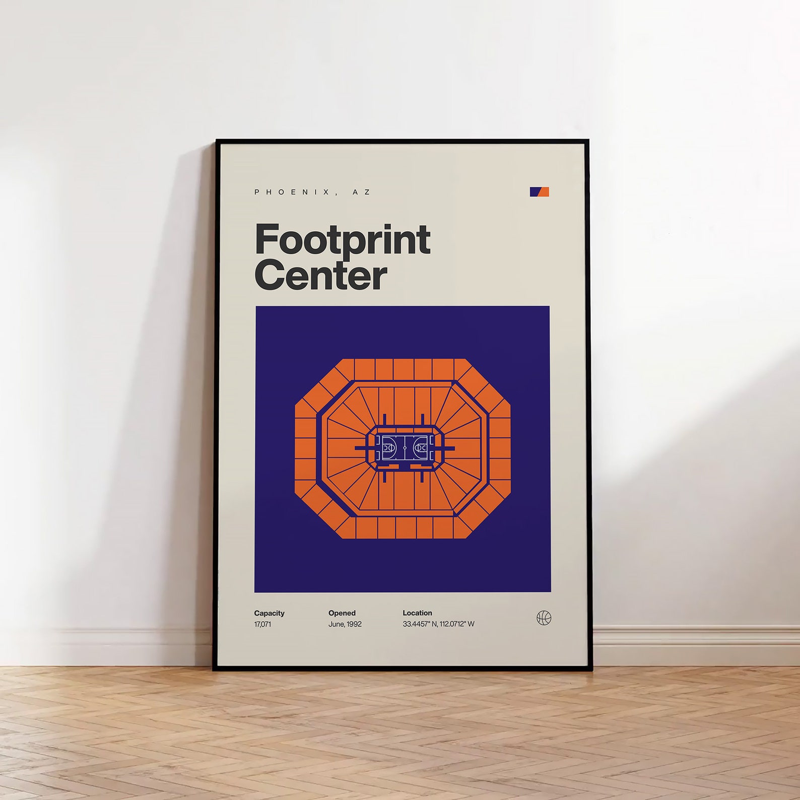 Phoenix Suns Poster, Footprint Center Stadium Print, Mid Century Modern ...