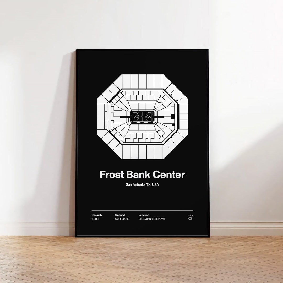 San Antonio Spurs Poster, Frost Bank Center Print, Mid Century Modern ...