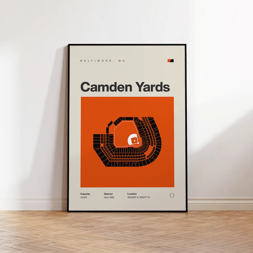 Baltimore Orioles Poster, Camden Yards Stadium Print, Mid Century ...