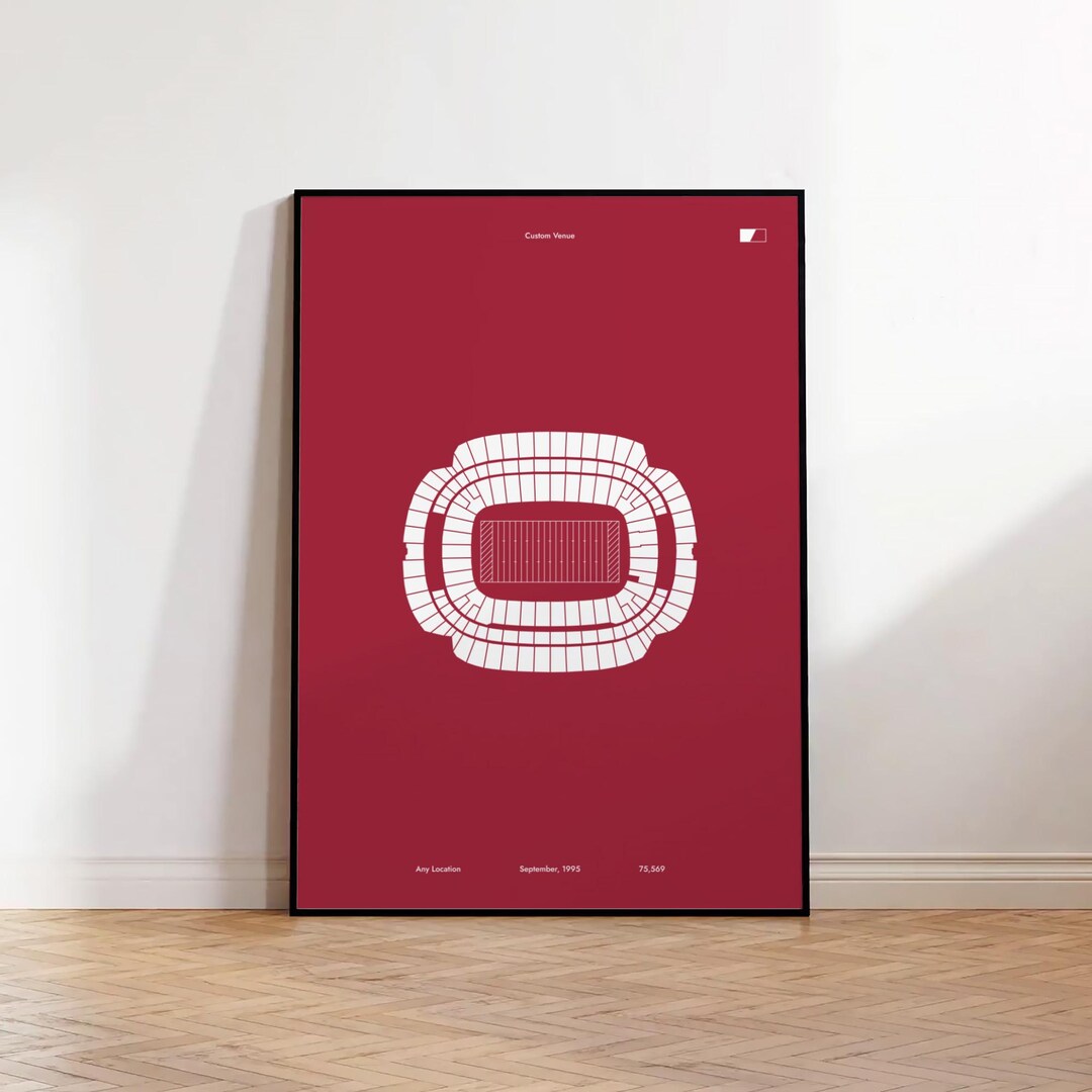 Custom Sport Stadium Poster, Any Team / College, Mid Century Modern ...