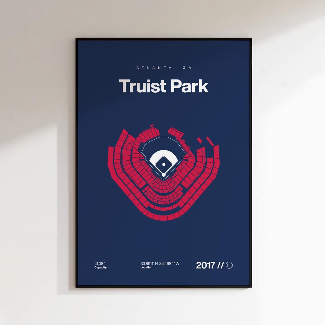 Atlanta Braves Poster, Truist Park Stadium Print, Mid Century Modern ...