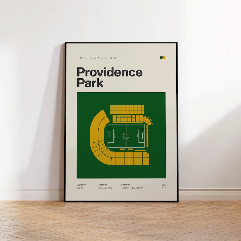Portland Timbers Poster, Providence Park Stadium Print, Mid Century ...