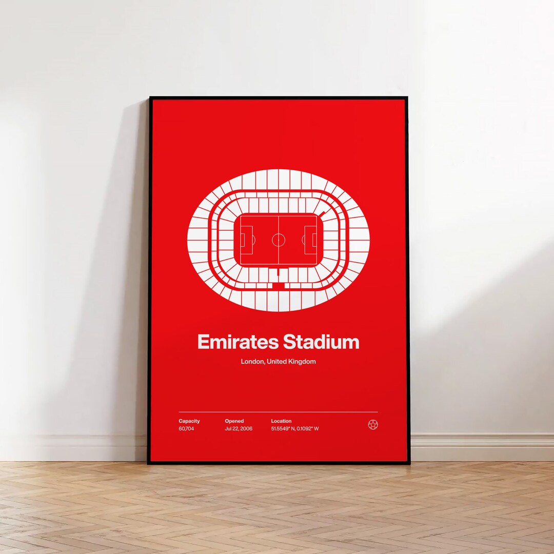 Arsenal Poster, Emirates Stadium Print, Football Poster, Mid-century ...