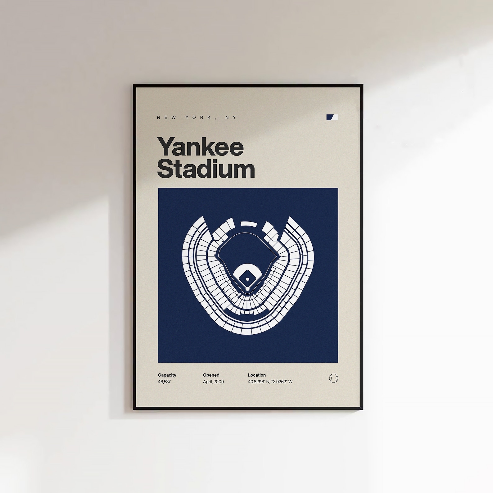 NY Yankees Poster, New York Yankee Stadium Print, Mid Century Modern ...
