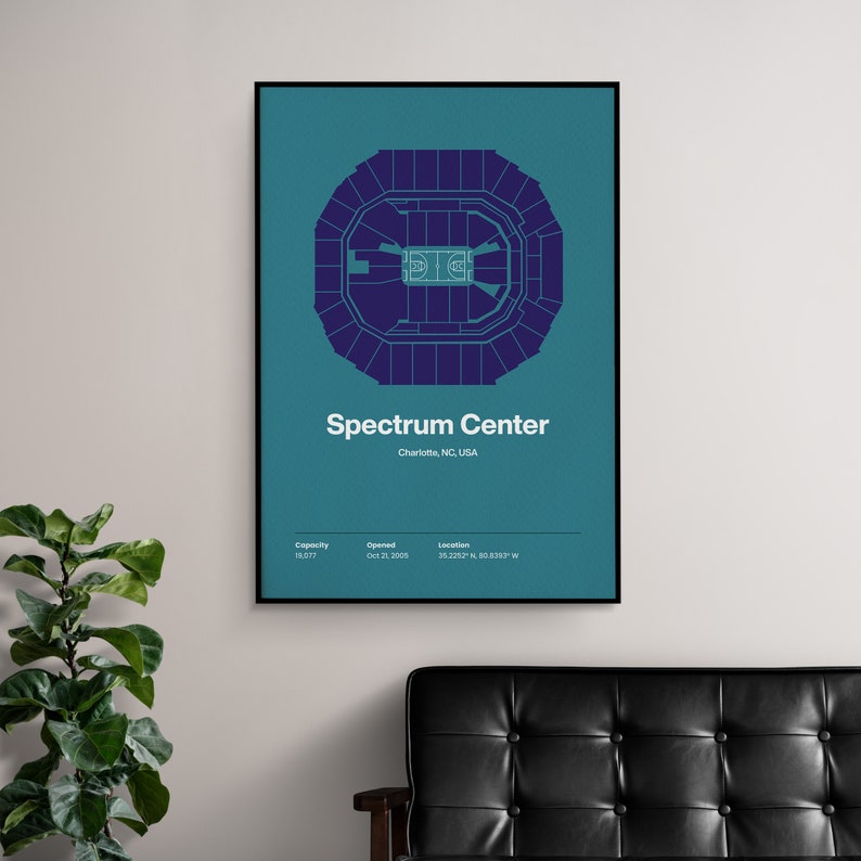 Charlotte Basketball Poster Spectrum Center Print Hornets - Etsy UK