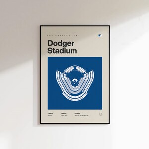 LA Dodgers Poster, Los Angeles Dodger Stadium Print, Mid Century Modern ...