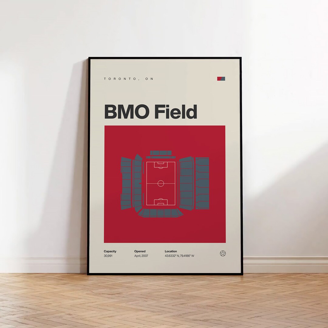 Toronto FC Poster, BMO Field Stadium Soccer Print, Mid Century Modern ...