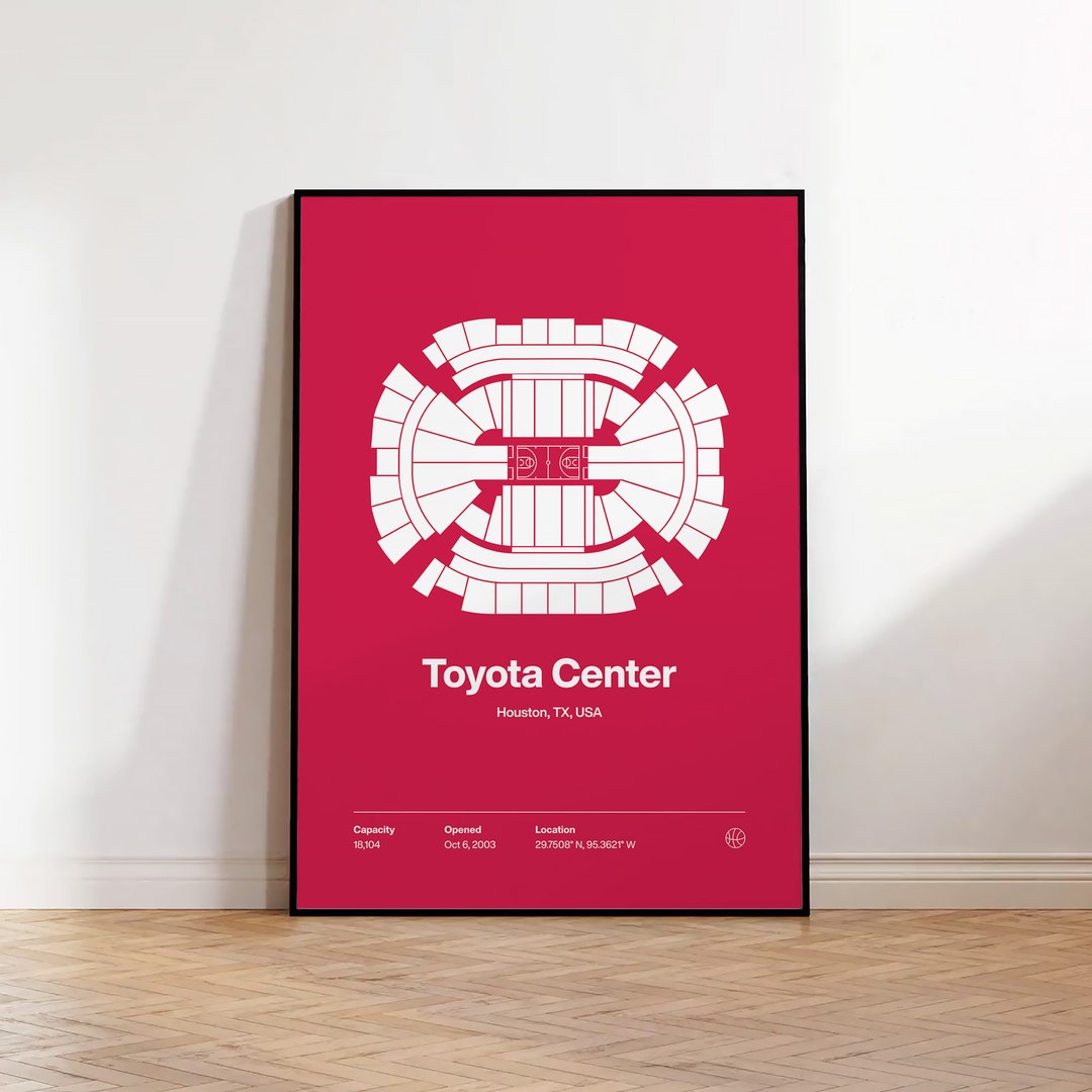 Houston Rockets Poster, Toyota Center Stadium Print, Mid Century Modern ...