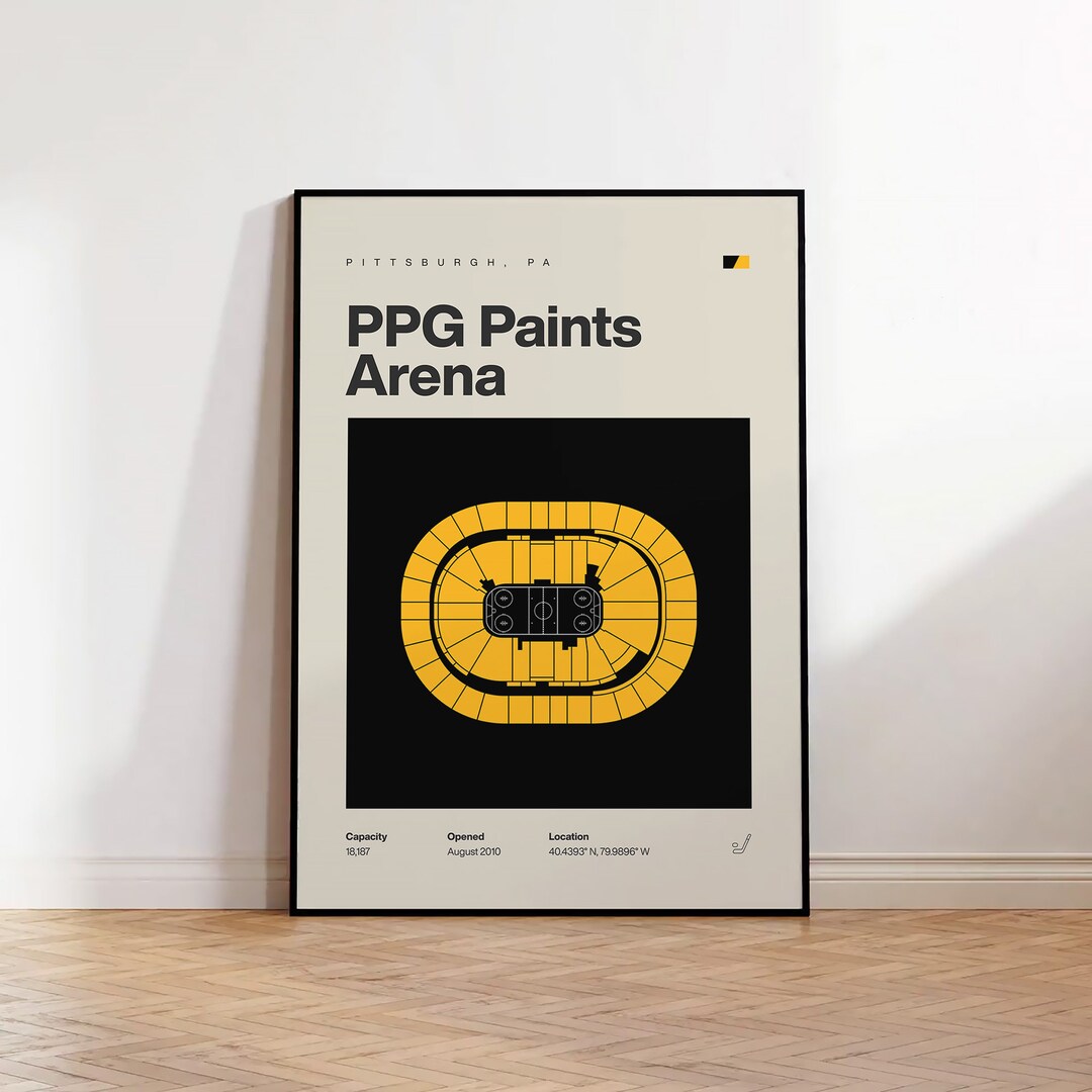 Pittsburgh Penguins Poster, PPG Paints Arena Stadium Print, Mid Century ...
