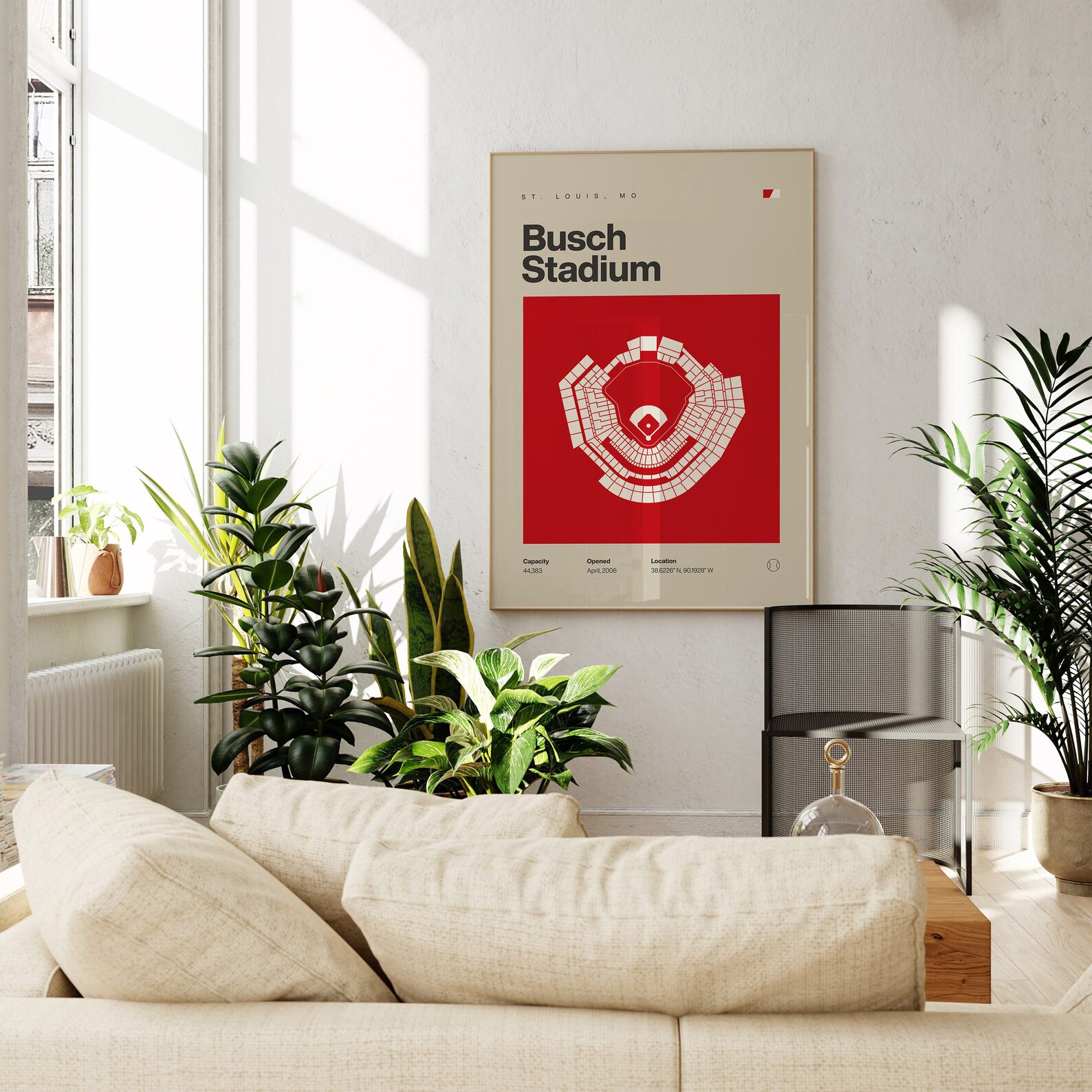 St. Louis Cardinals Poster, Busch Stadium Print, Mid Century Modern ...