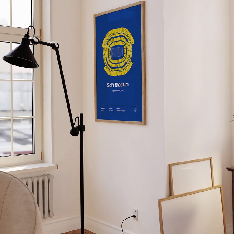 LA Rams Poster, Los Angeles Sofi Stadium Print, Minimalist Football ...