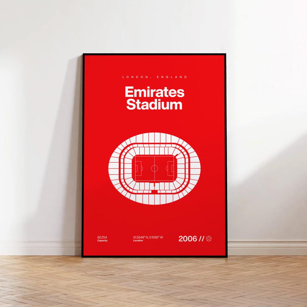 Arsenal Poster, Emirates Stadium Football Print, Mid Century Modern ...