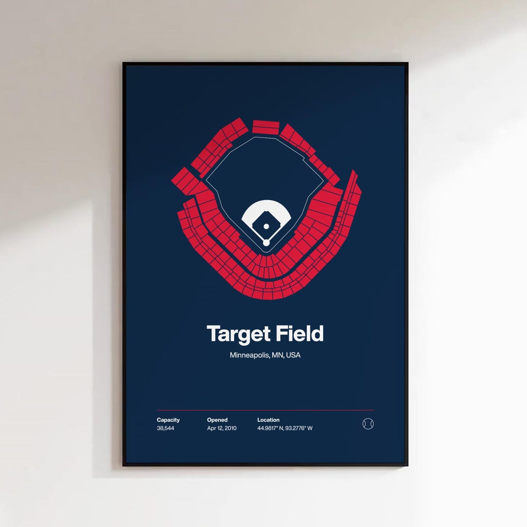 Minnesota Twins Poster, Target Field Print, MLB Poster, Mid Century ...