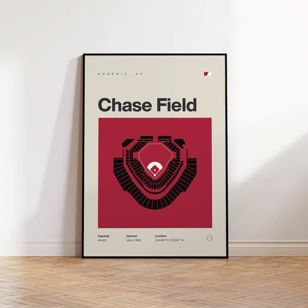 Arizona Diamondbacks Poster, Chase Field Stadium Print, Mid Century ...