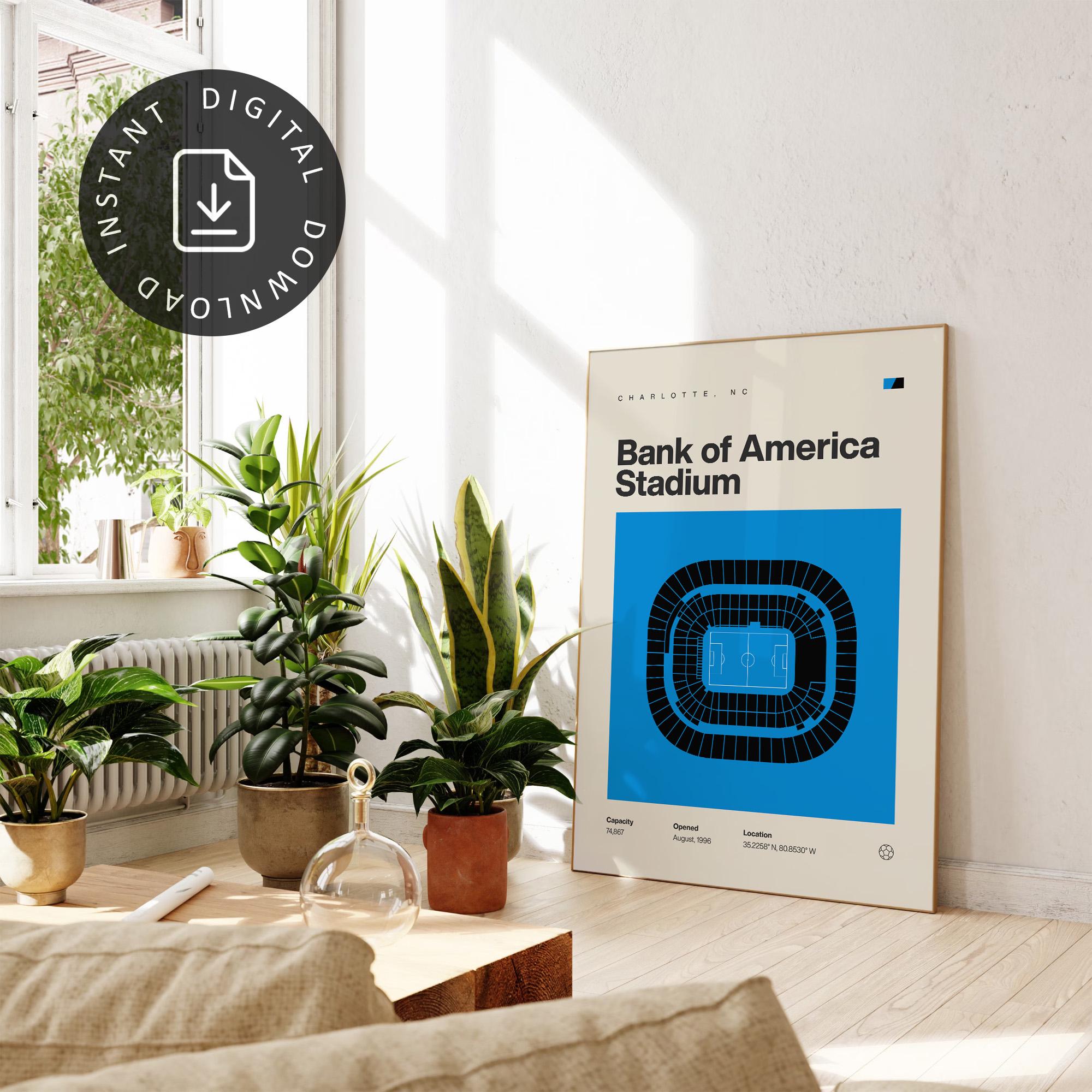 Charlotte FC Poster, Bank of America Stadium Print, MLS Poster, Mid ...