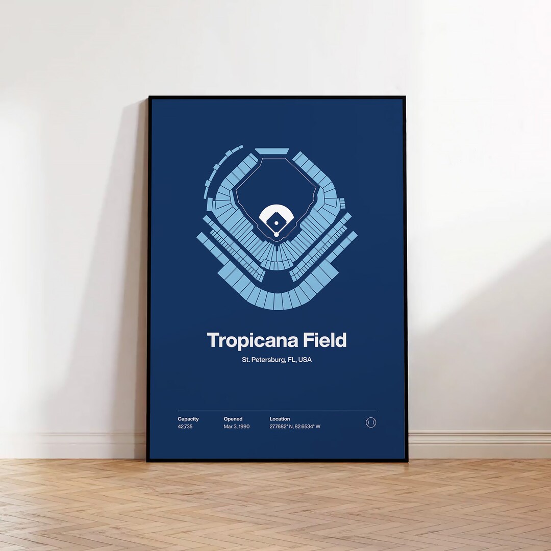 Tampa Bay Rays Poster, Tropicana Field Print, MLB Poster, Mid-century ...