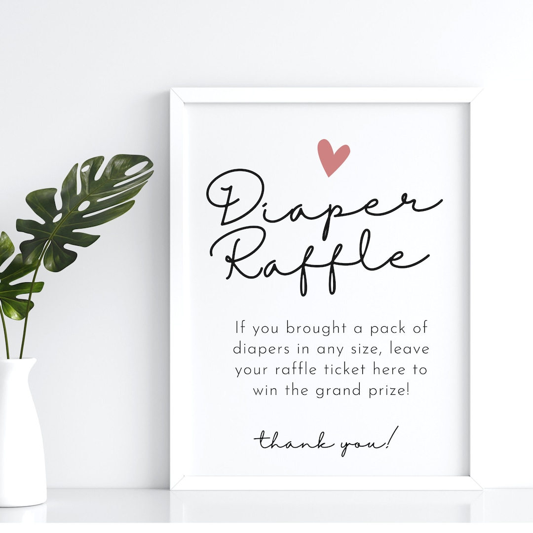 Diaper Raffle Sign Printable 8x10 | Minimalist Boho + Heart Raffle Sign ...