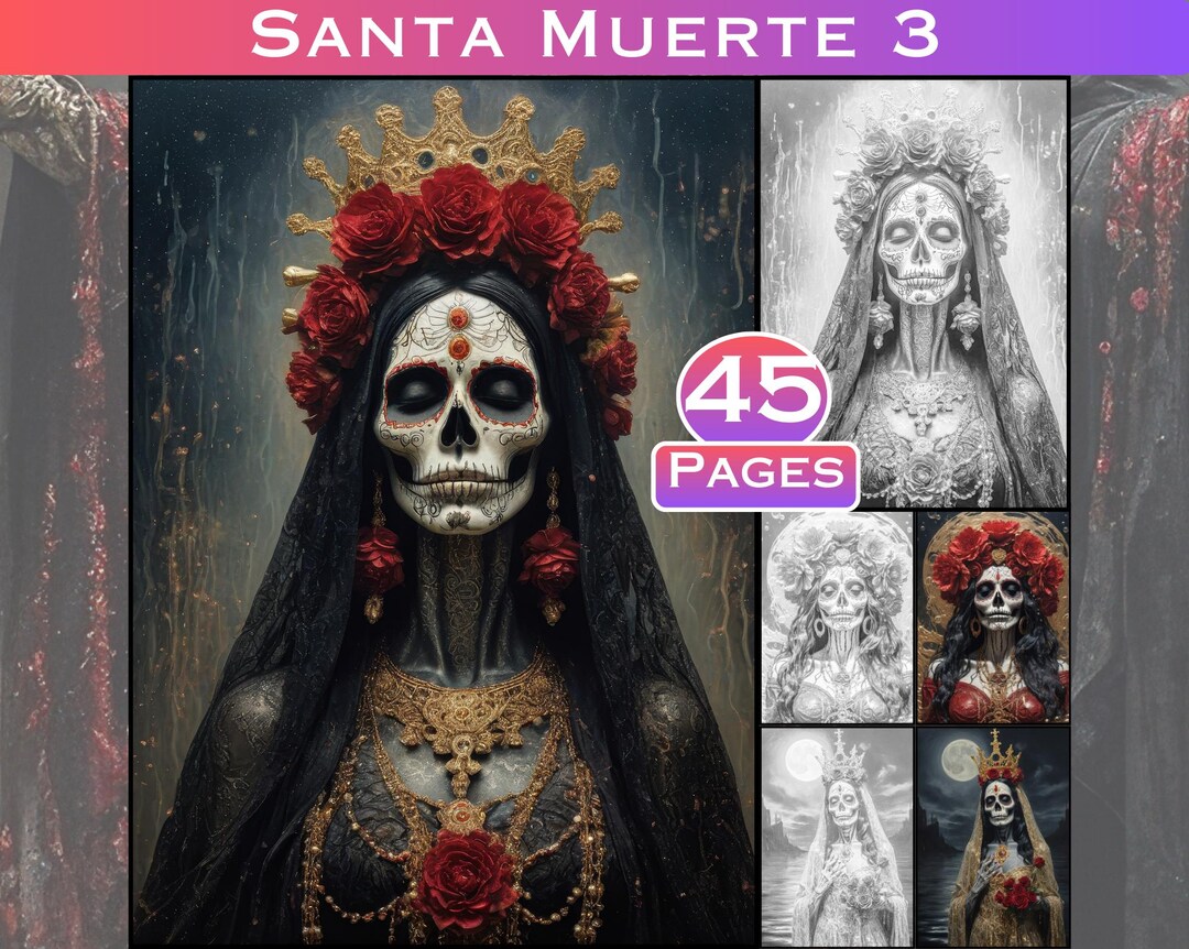 Nuestra Señora Santa Muerte 3 Adult Grayscale Coloring Book, Religious ...