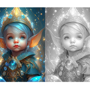 Baby Elf Coloring Pages: 30 Grey-scale Illustrations for Adults ...