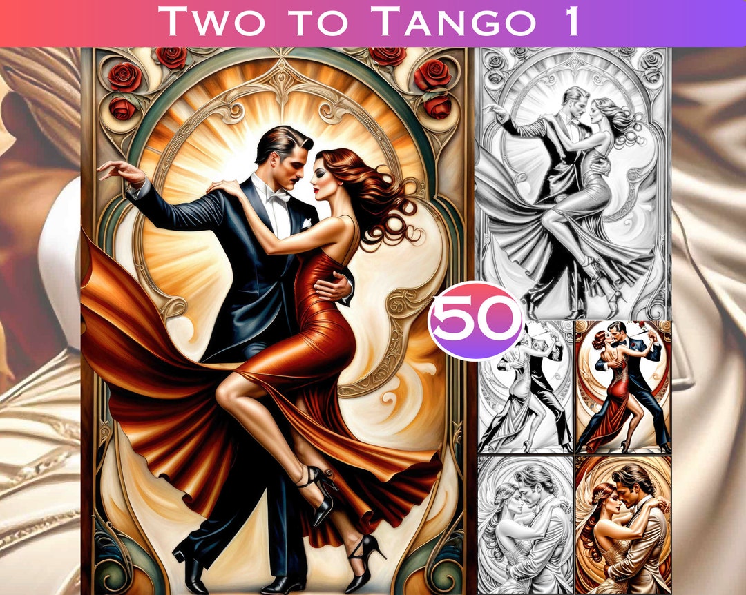Two to Tango Set 1 of 2 Greyscale Adult Coloring Book St Valentines ...