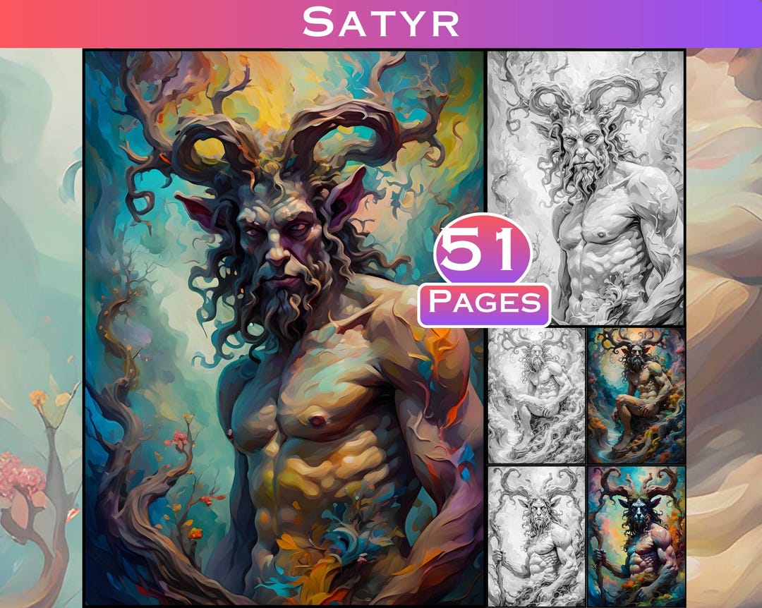 Satyr Grayscale Coloring Book – 51 Satyr Grayscale Coloring Pages ...