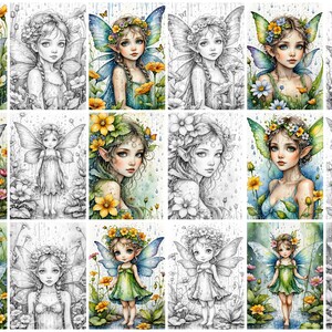 The Rain Flower Fairy Coloring Book. Adult Grayscale Coloring Book of ...