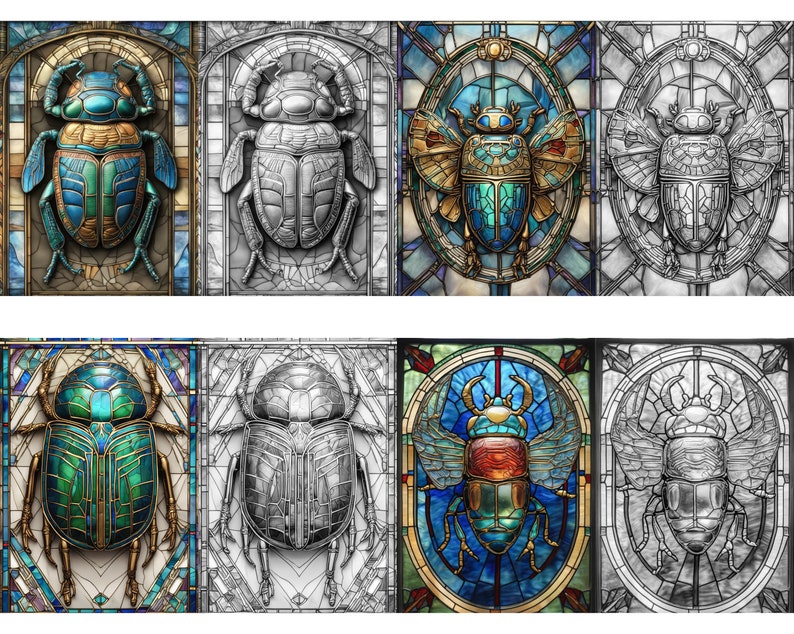 31 Sacred Scarabs Grayscale Coloring Book for Adult - Etsy