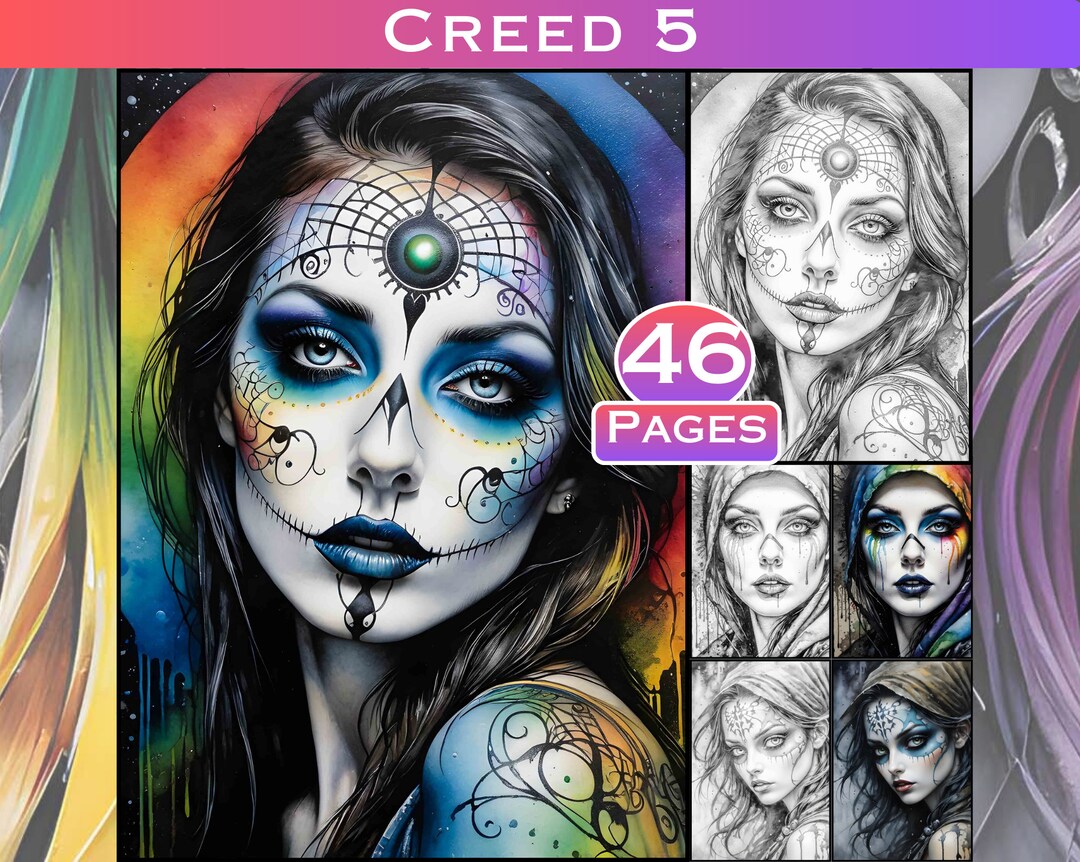 Creed 5 Goth Gothic Beauties Coloring Book to Print at Home. Commercial ...